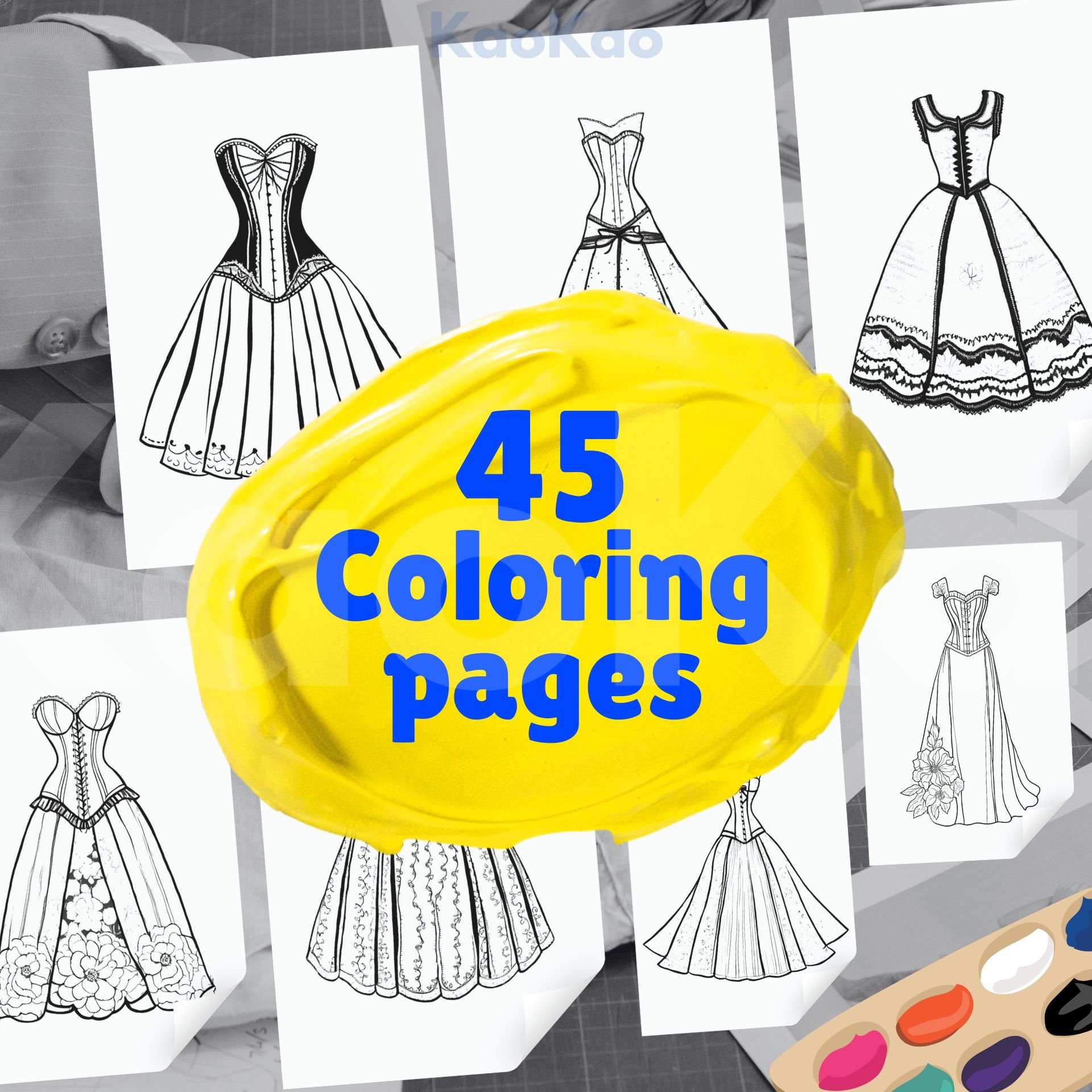 Victorian Corset Coloring Pages Set of 45! / Inspiration for Fashion ...