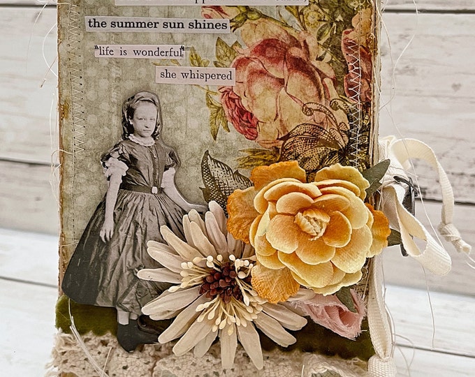 BOTANICAL Mini Portfolio Lap Book Album Scrapbook Vintage Inspired Junk ...