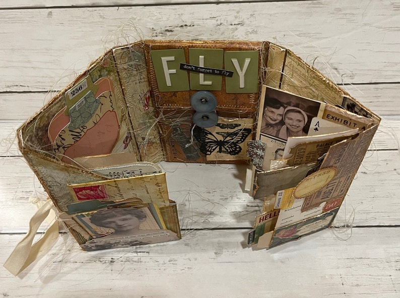 BOTANICAL Mini Portfolio Lap Book Album Scrapbook Vintage Inspired Junk ...