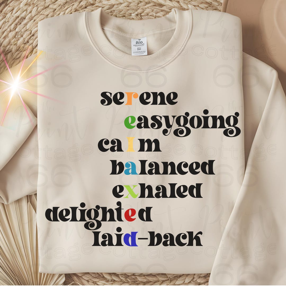 RELAXED Word Game T-shirt PNG, Mental Health Sublimation Design, Serene ...