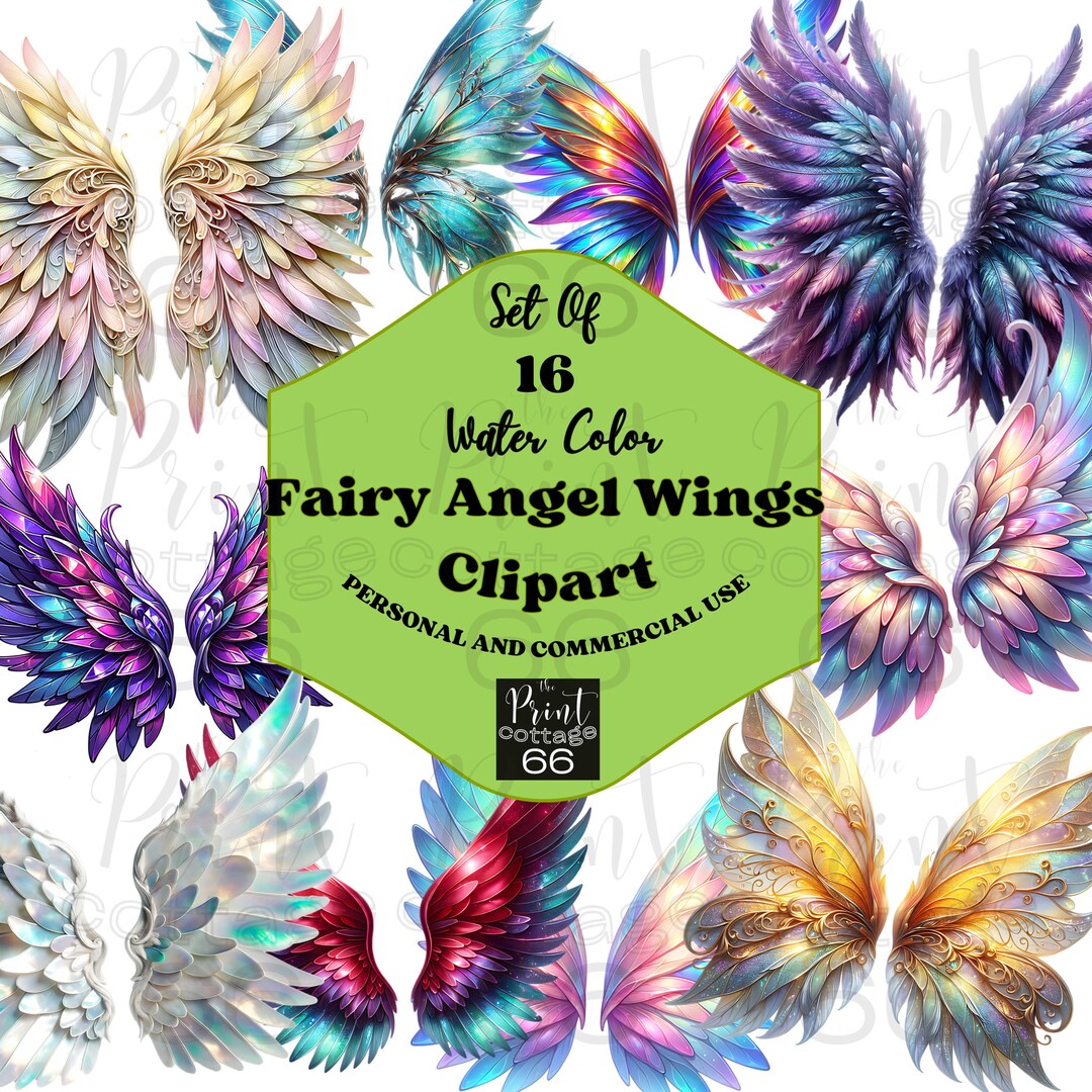 1: 16 Individual Clipart Pngs, Magical FAIRY WINGS, Angel Wings Set ...