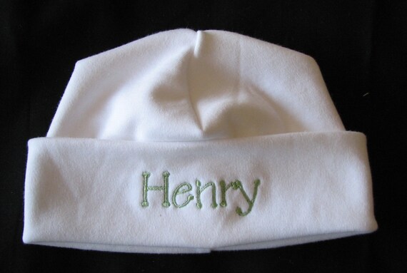 Items similar to Personalized Embroidered Monogrammed Baby Hat Cap on Etsy