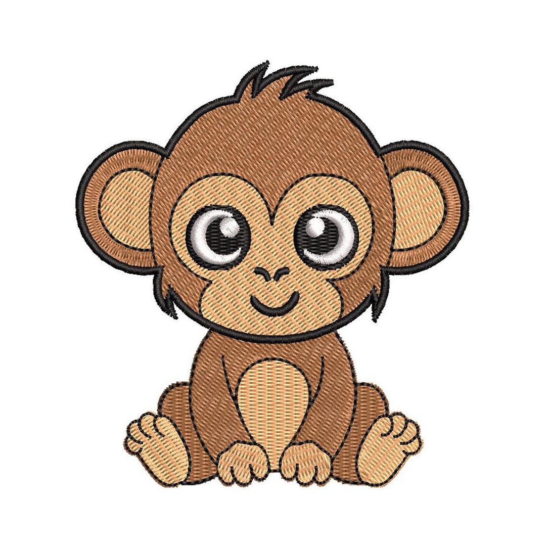 Cute Baby Monkey Machine Embroidery Design, Animal Embroidery, Safari ...
