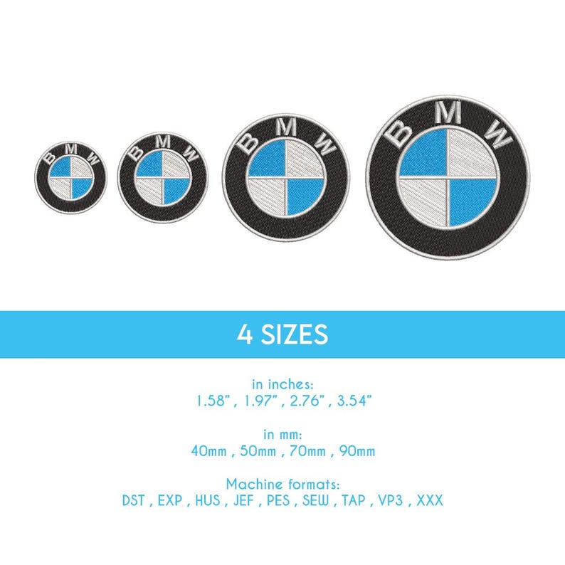 BMW Machine Embroidery Design Logo Badge 4 Sizes Embroidery File ...