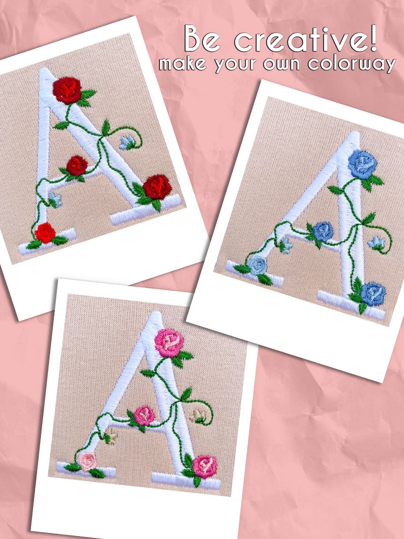 Floral Alphabet Letters Machine Embroidery Designs 7.5cm / 3 Uppercase ...