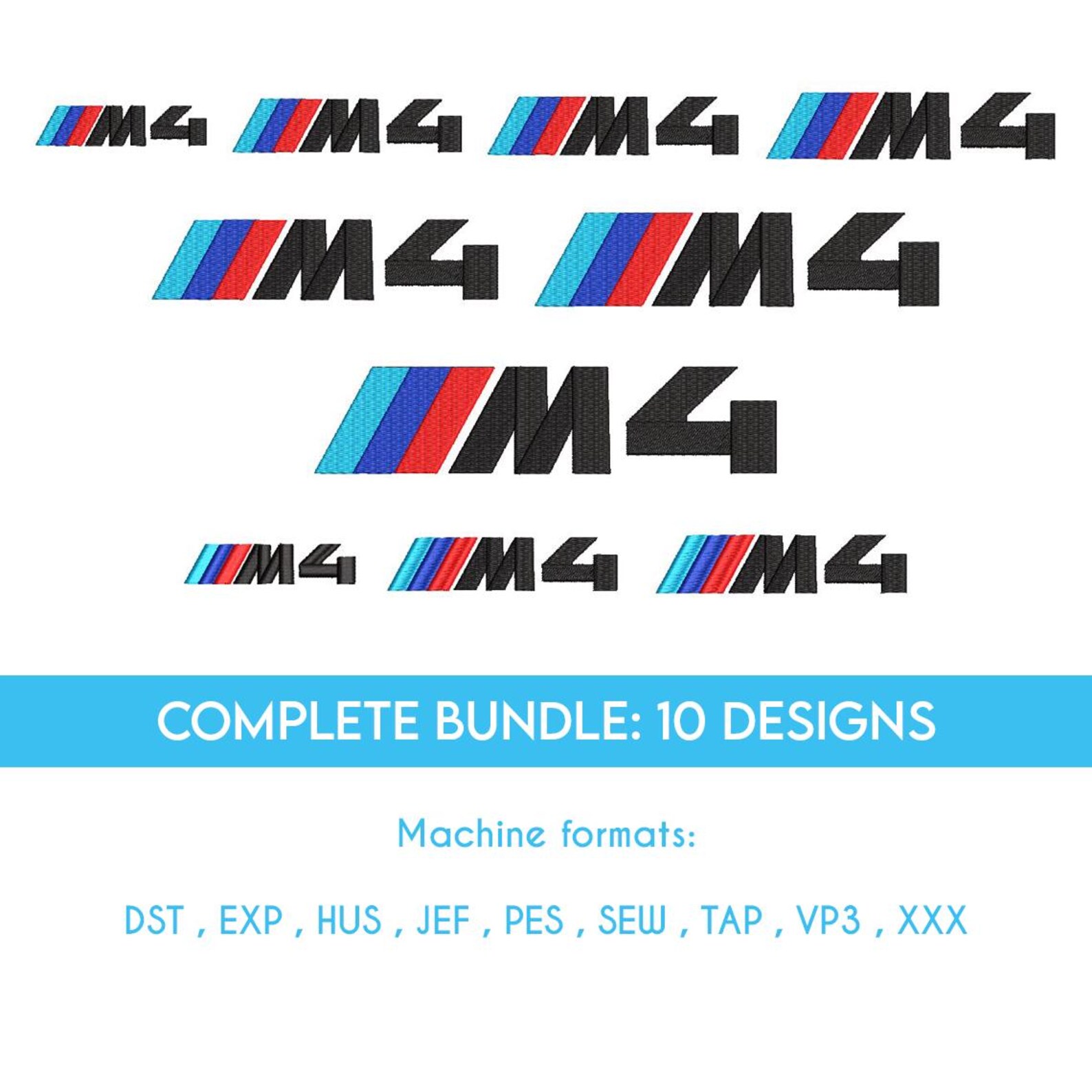 BMW M4 Machine Embroidery Design Logo Badge 7 Sizes Embroidery File ...