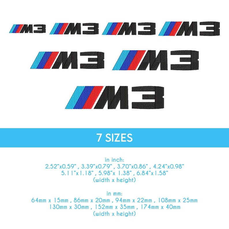 BMW M3 Machine Embroidery Design Logo Badge 7 Sizes Embroidery File ...