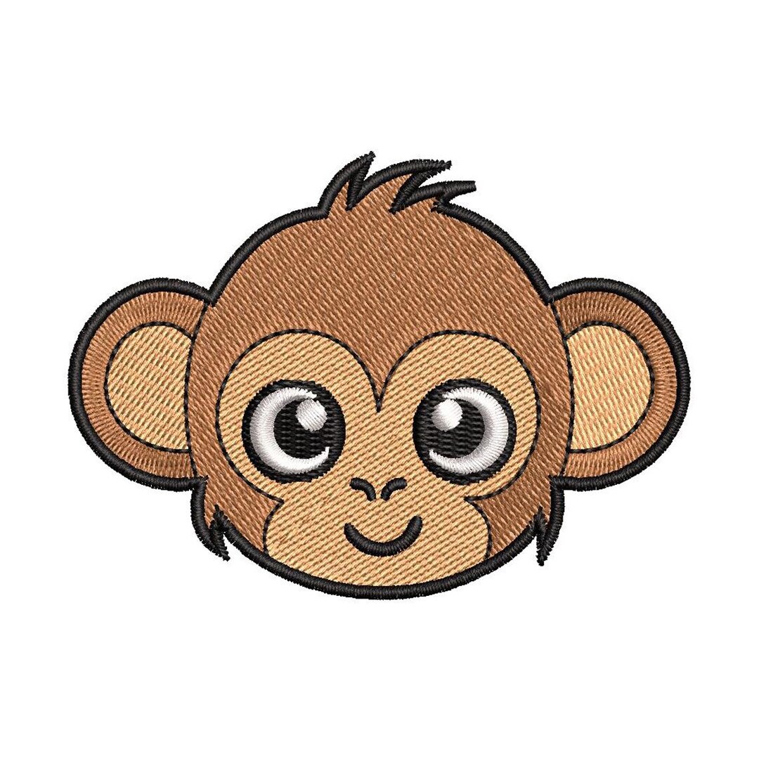 Cute Baby Monkey Head Machine Embroidery Design, Animal Embroidery ...