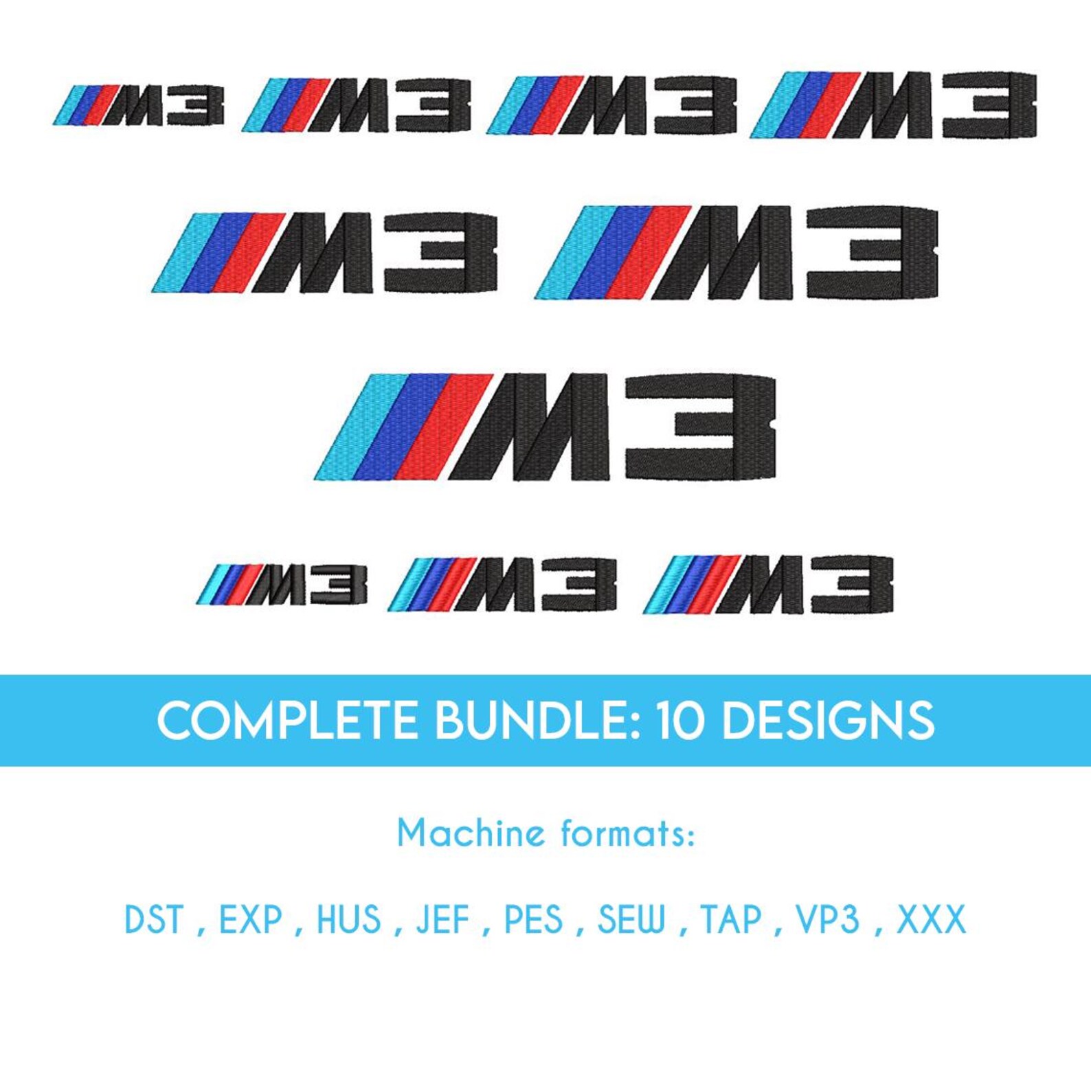 BMW M3 Machine Embroidery Design Logo Badge 7 Sizes Embroidery File ...