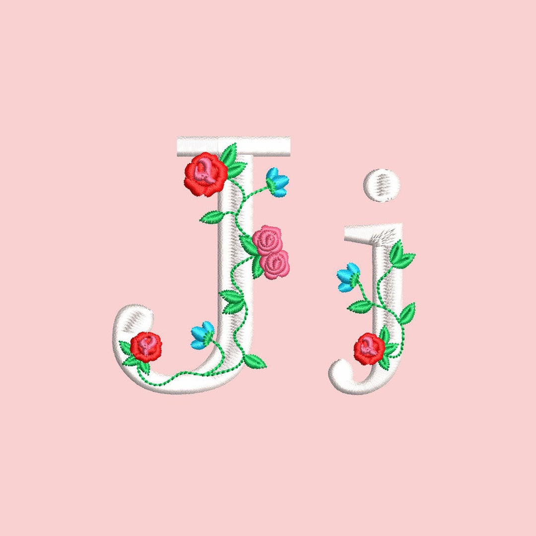 Floral Letter J Machine Embroidery Design 7.5cm / 3 Uppercase and ...