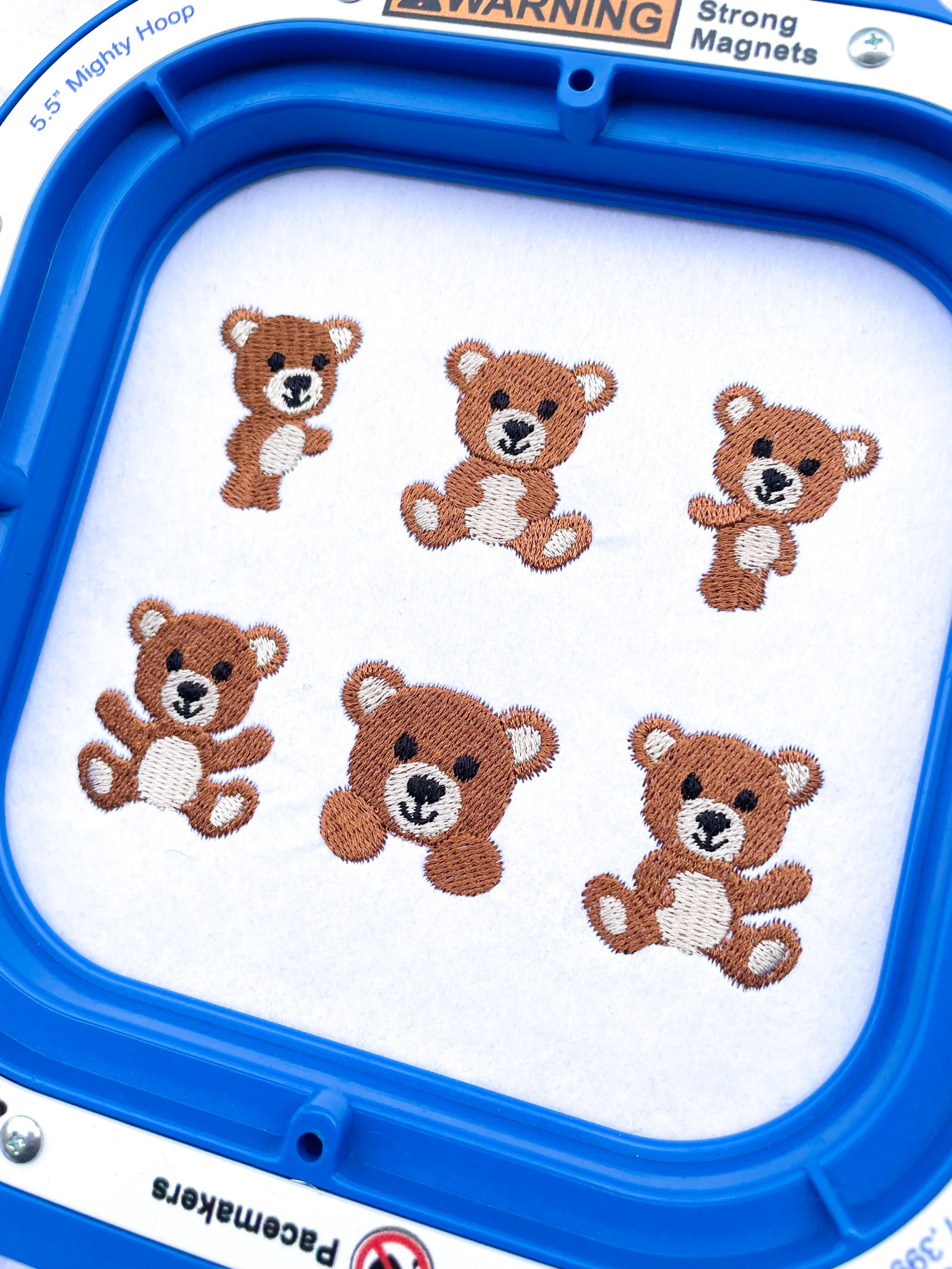 Mini Teddy Bear Machine Embroidery Design, 6 Designs Bundle, 5 Sizes ...