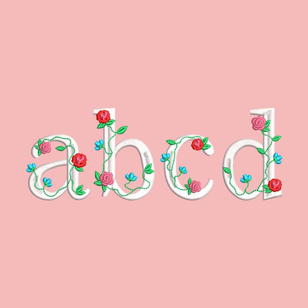 Floral Alphabet Machine Embroidery Lowercase Letters 2 / 5 Cm , 2.75 ...