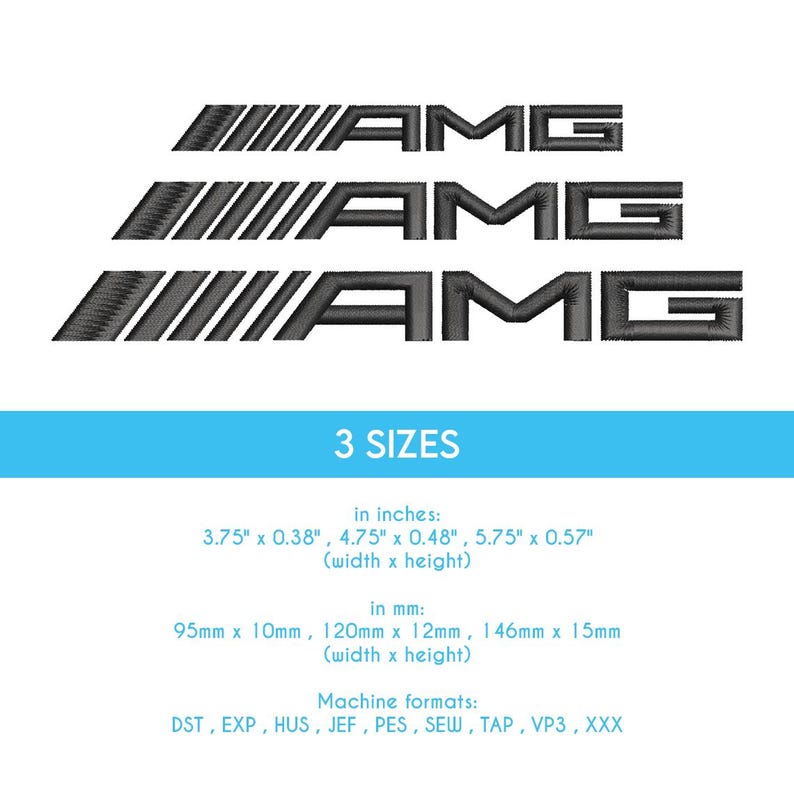 AMG Mercedes Machine Embroidery Logo Badge 3 Sizes Embroidery File ...