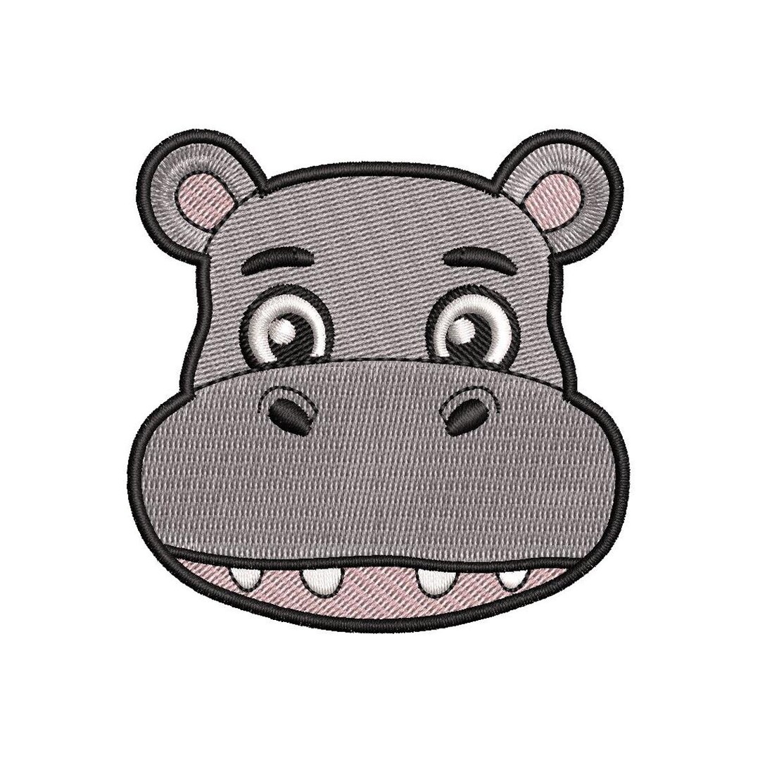 Cute Baby Hippo Head Machine Embroidery Design, Animal Embroidery ...