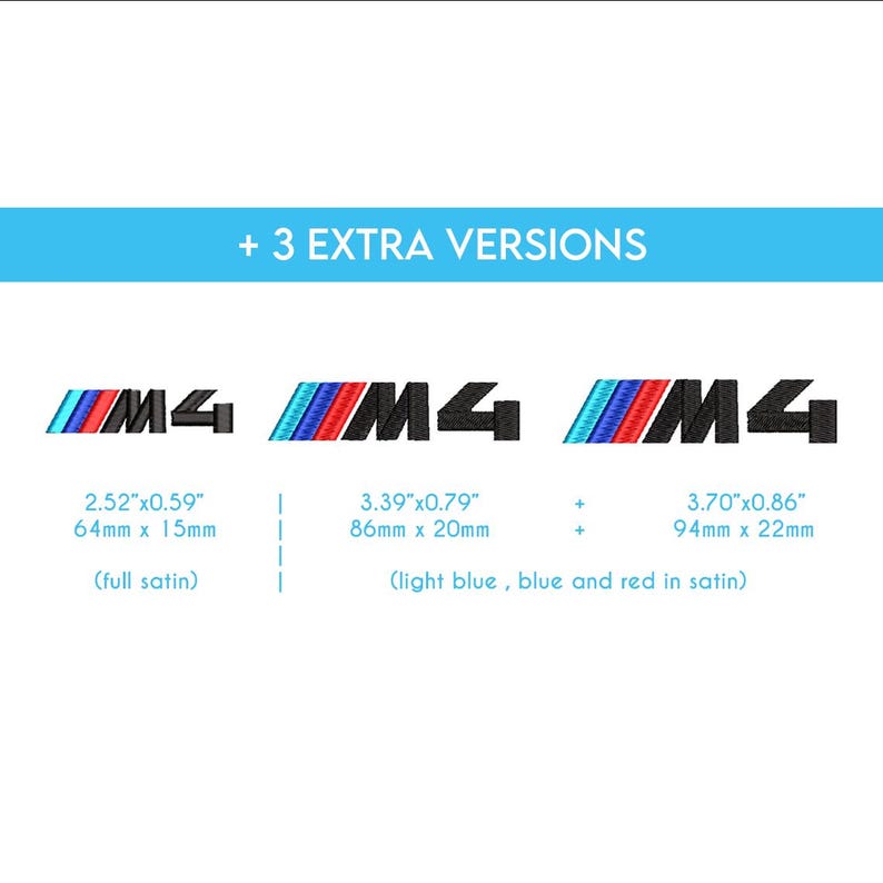 BMW M4 Machine Embroidery Design Logo Badge 7 Sizes Embroidery File ...