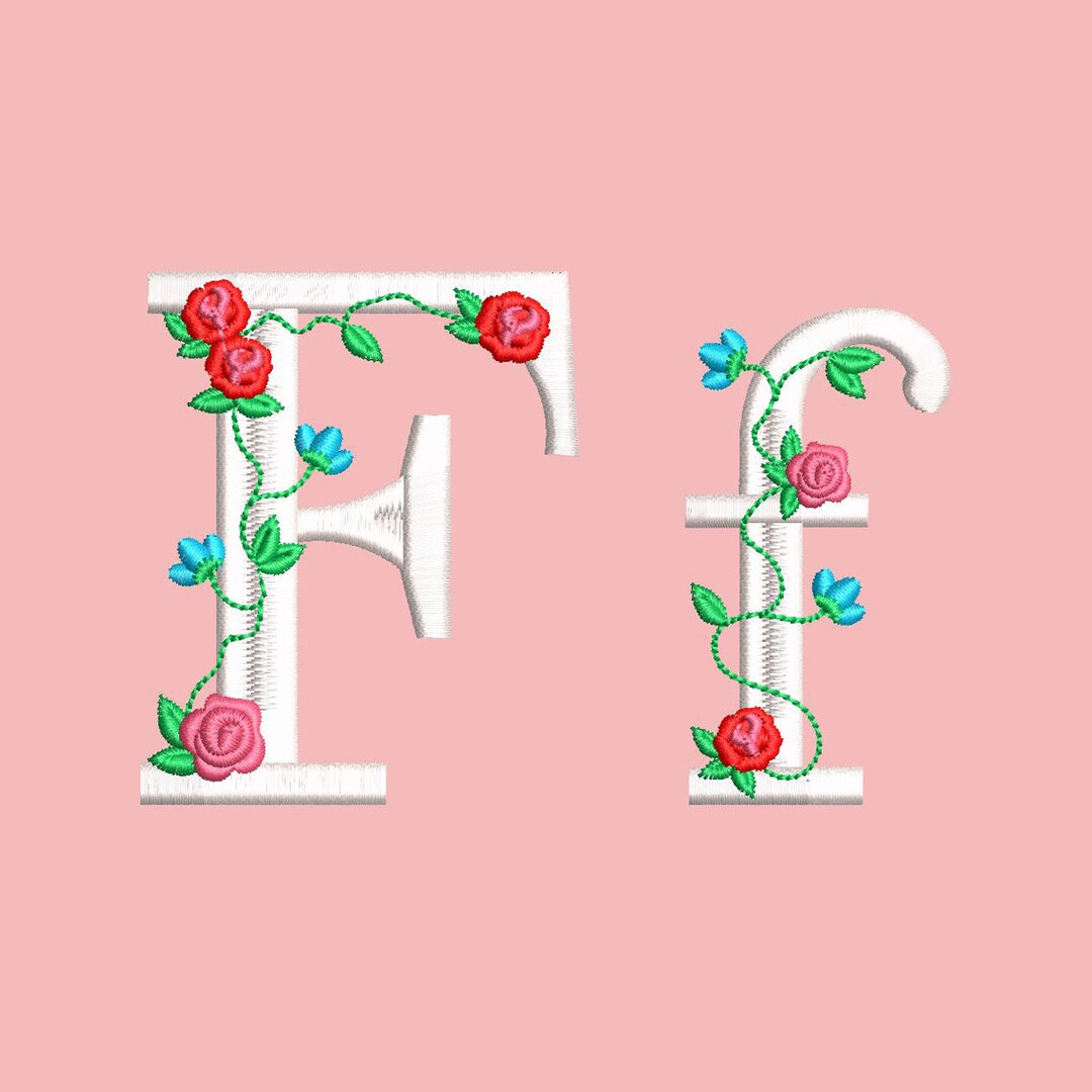 Floral Letter F Machine Embroidery Design 7.5cm / 3 Uppercase and 7cm ...