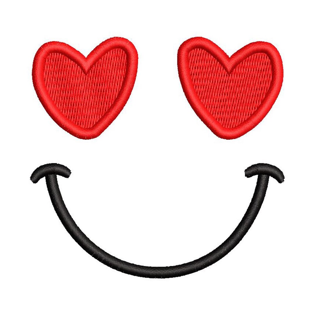 Heart Eyes Love Face Machine Embroidery Mini Design 7 Sizes Smiling ...