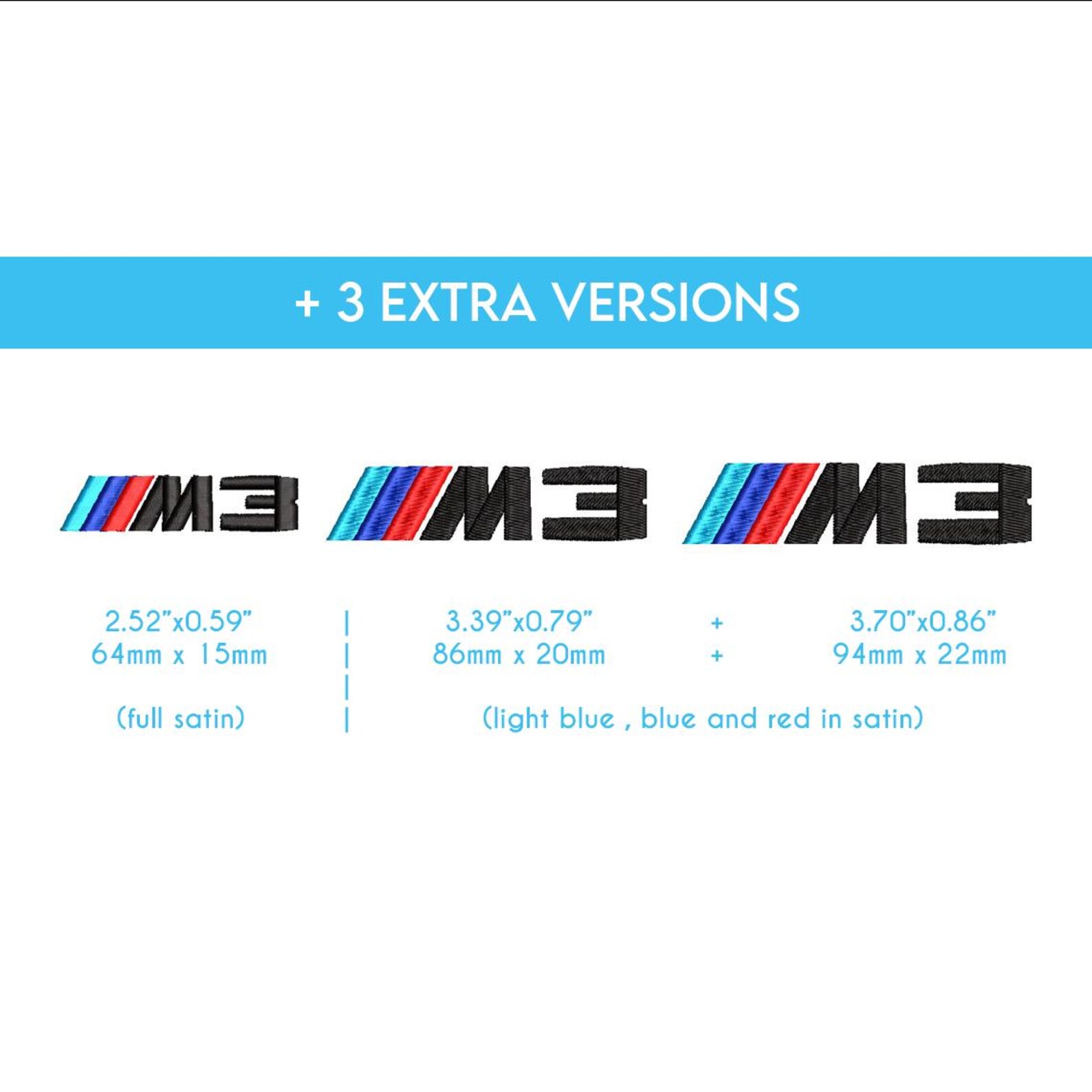 BMW M3 Machine Embroidery Design Logo Badge 7 Sizes Embroidery File ...