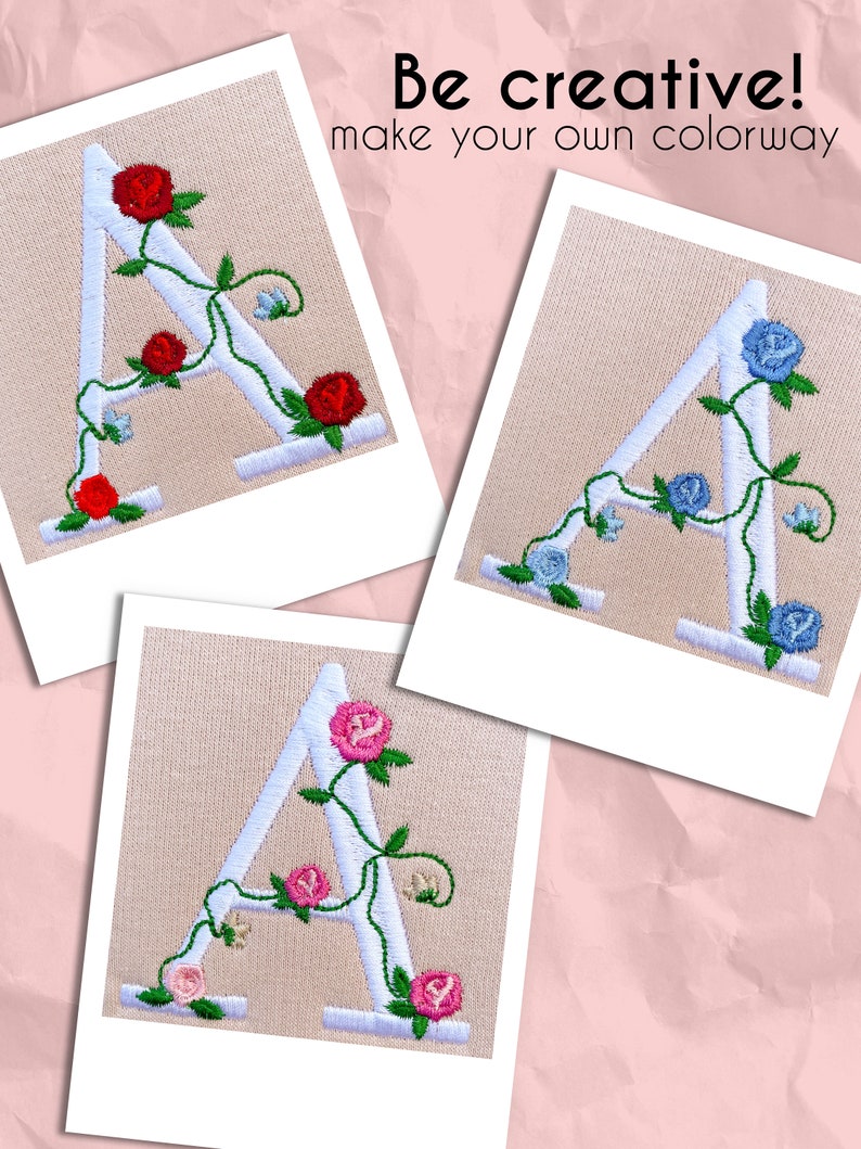 Floral Alphabet Letters Machine Embroidery Design 7.5cm / 3 Uppercase ...