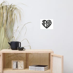 Jesus Heart Typography Christian Wall Art Minimalist Faith Poster ...