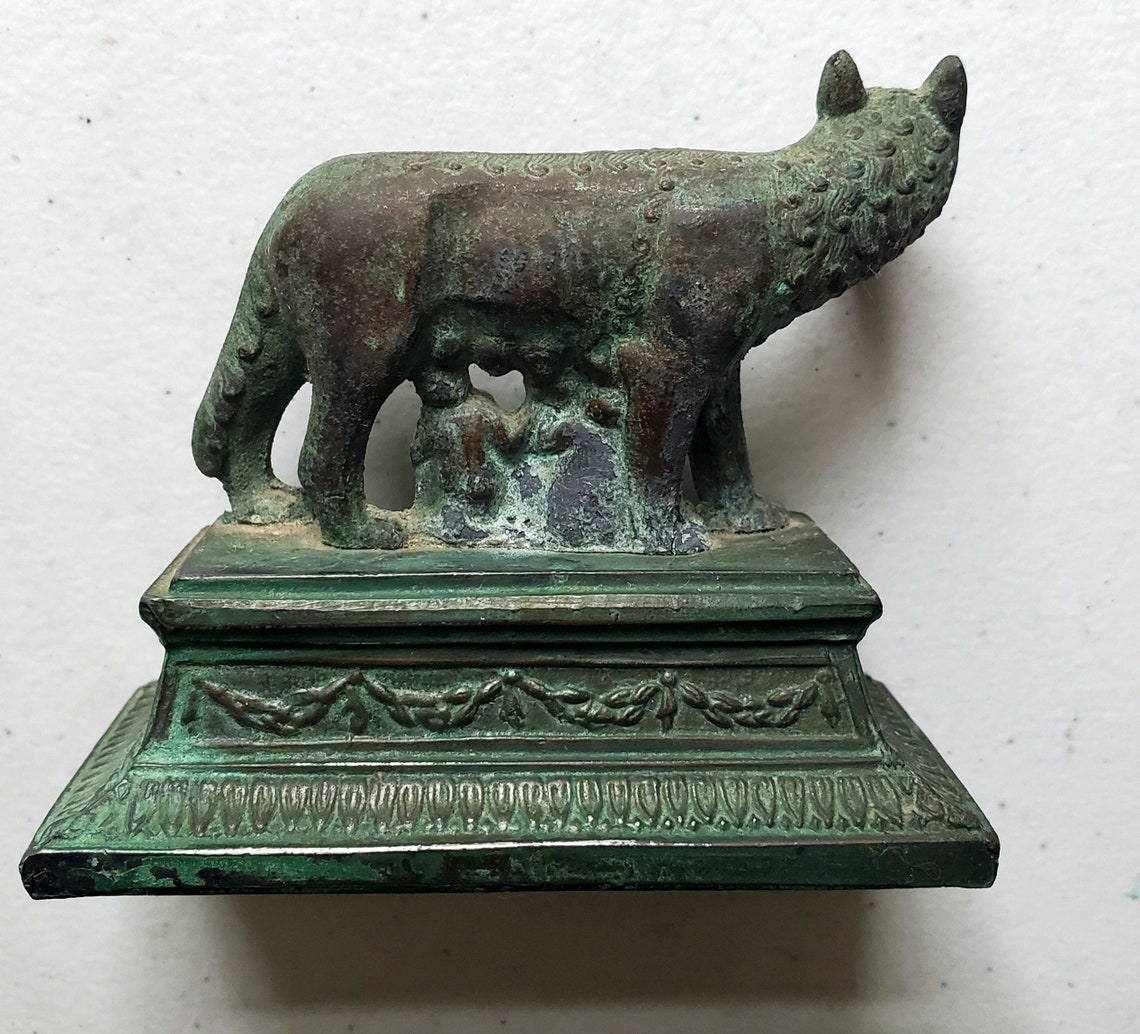 Vintage Capitoline She-wolf W/ Romulus and Remus Metal Replica Souvenir ...