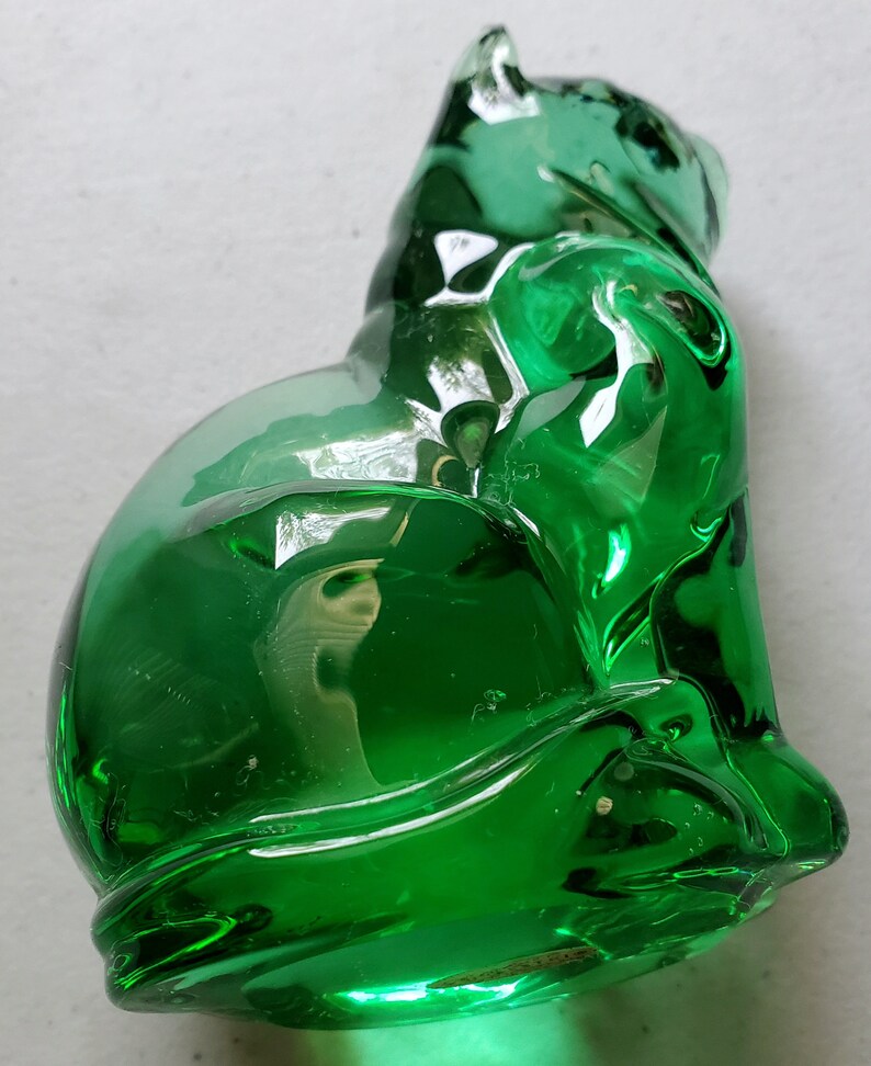 Vintage Silvestri Green Glass Cat Figurine - Etsy