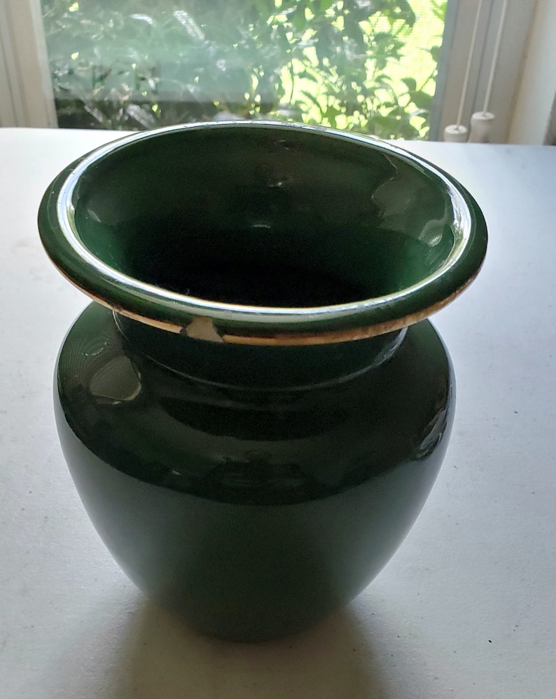 Royal Haeger Green Gold Rimmed Planter Vase - Etsy