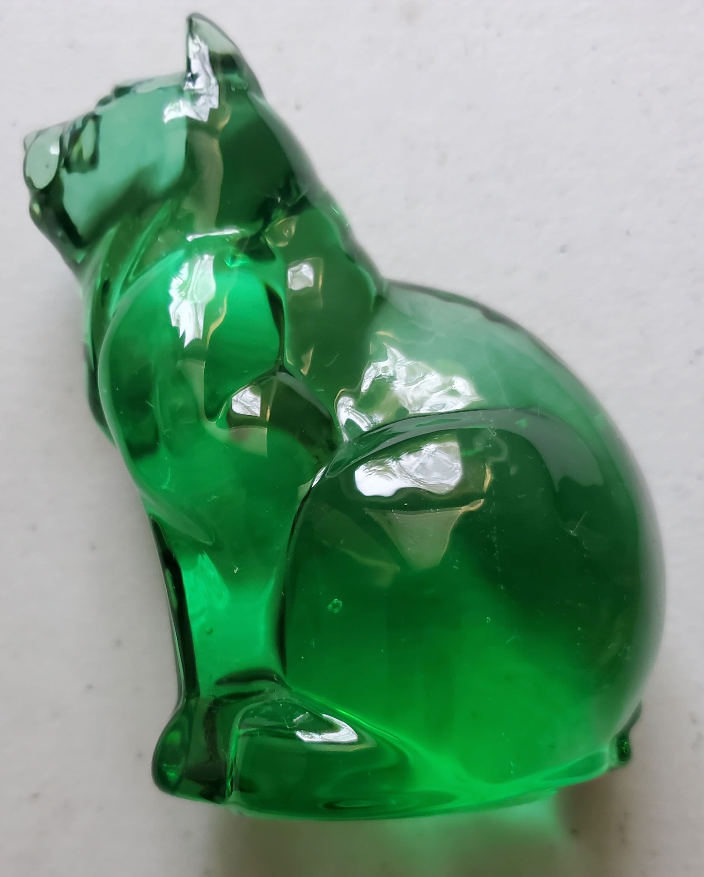 Vintage Silvestri Green Glass Cat Figurine - Etsy