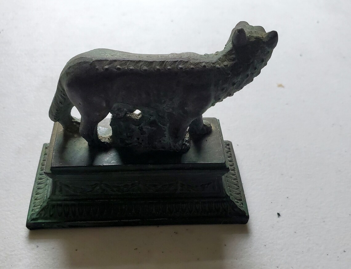 Vintage Capitoline She-wolf W/ Romulus and Remus Metal Replica Souvenir ...
