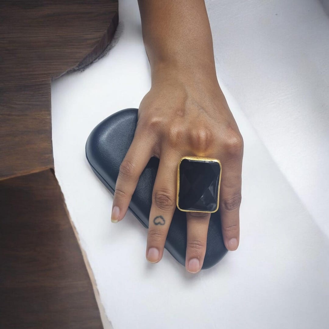 Onyx Stone Rings / Agestable Size / Handmade Rings / 14K Gold Plated ...
