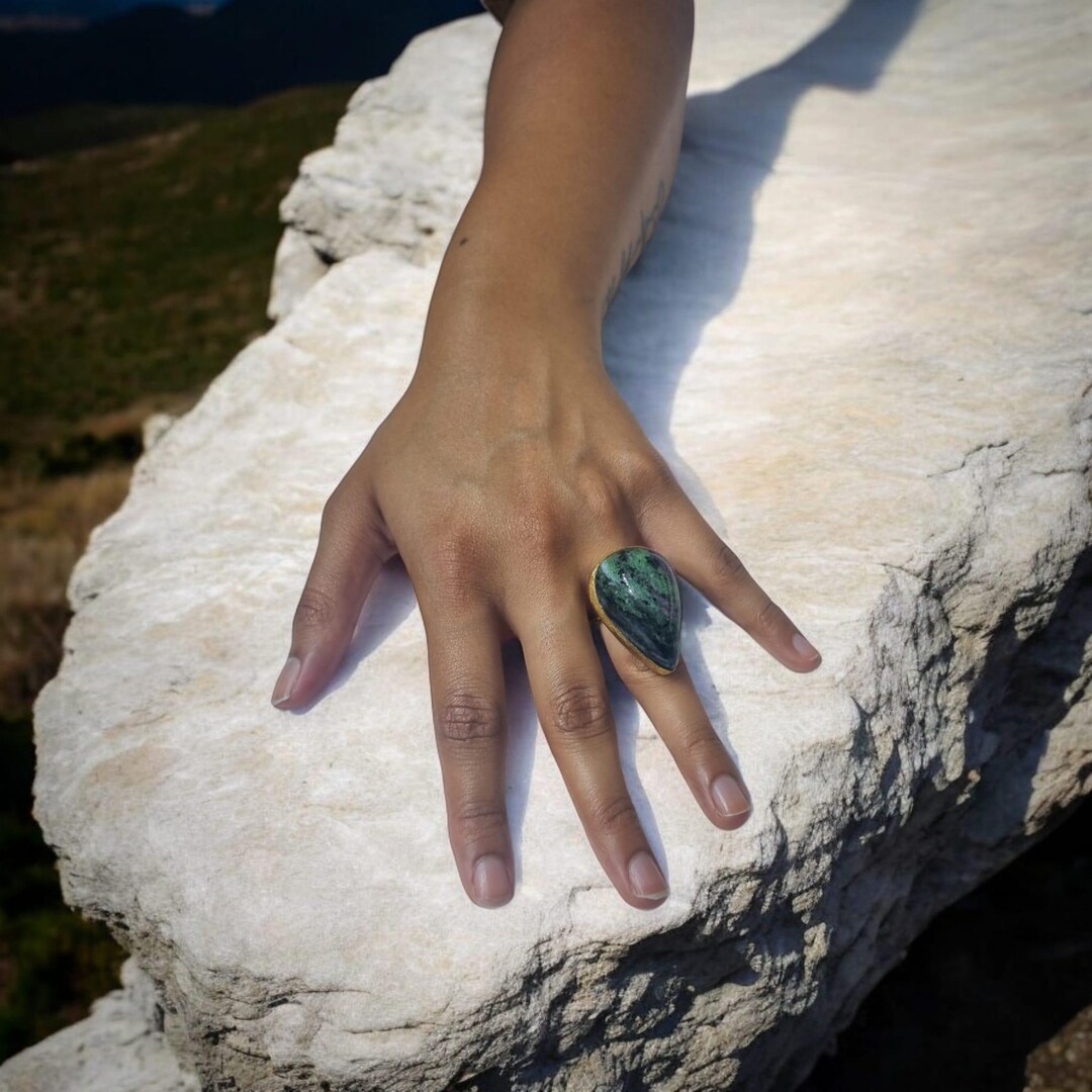 Rubizoit Stone Rings / Agestable Size / Handmade Rings / 14K Gold ...