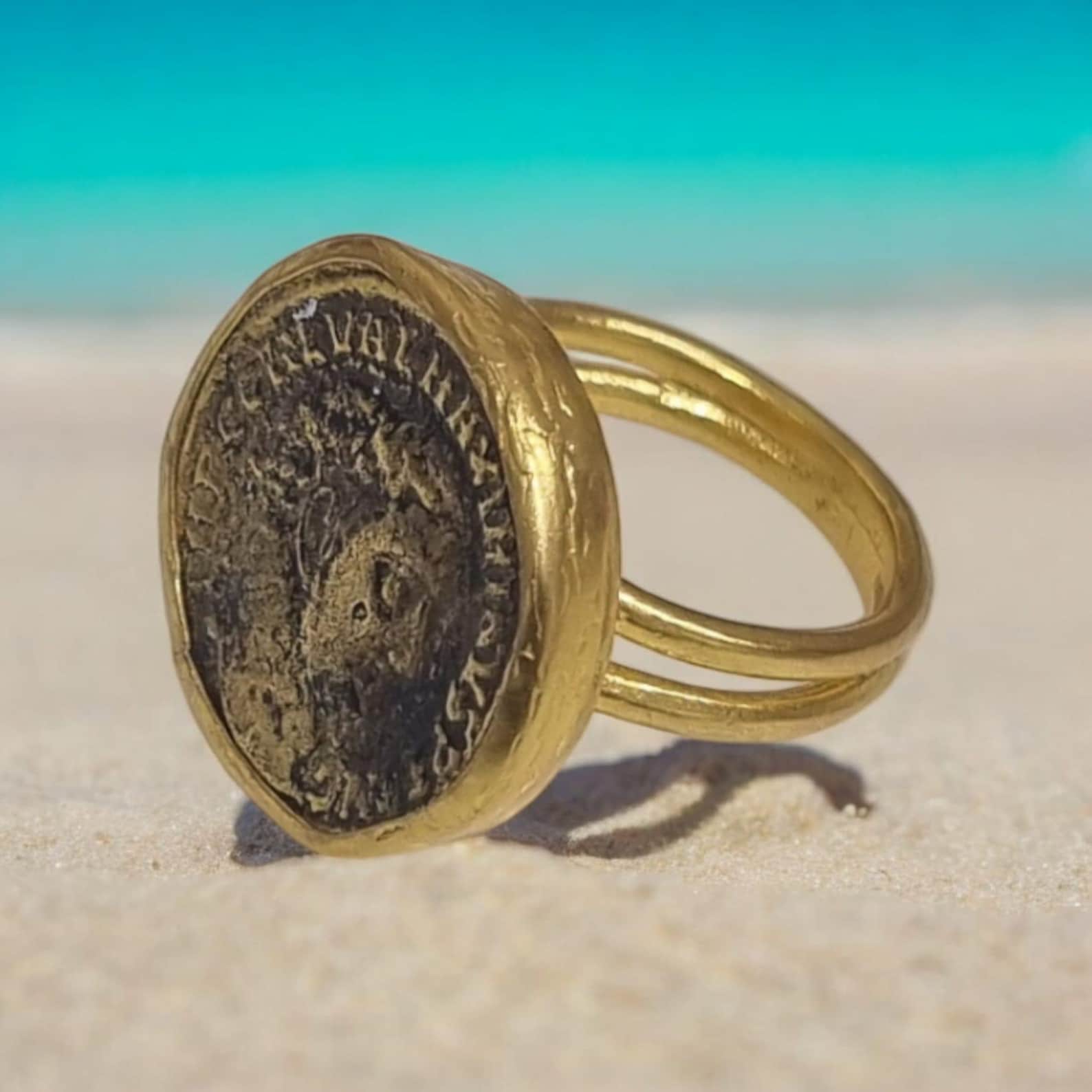 Roman Coins Rings / Agestable Size / Handmade Rings / 14K Gold Plated ...