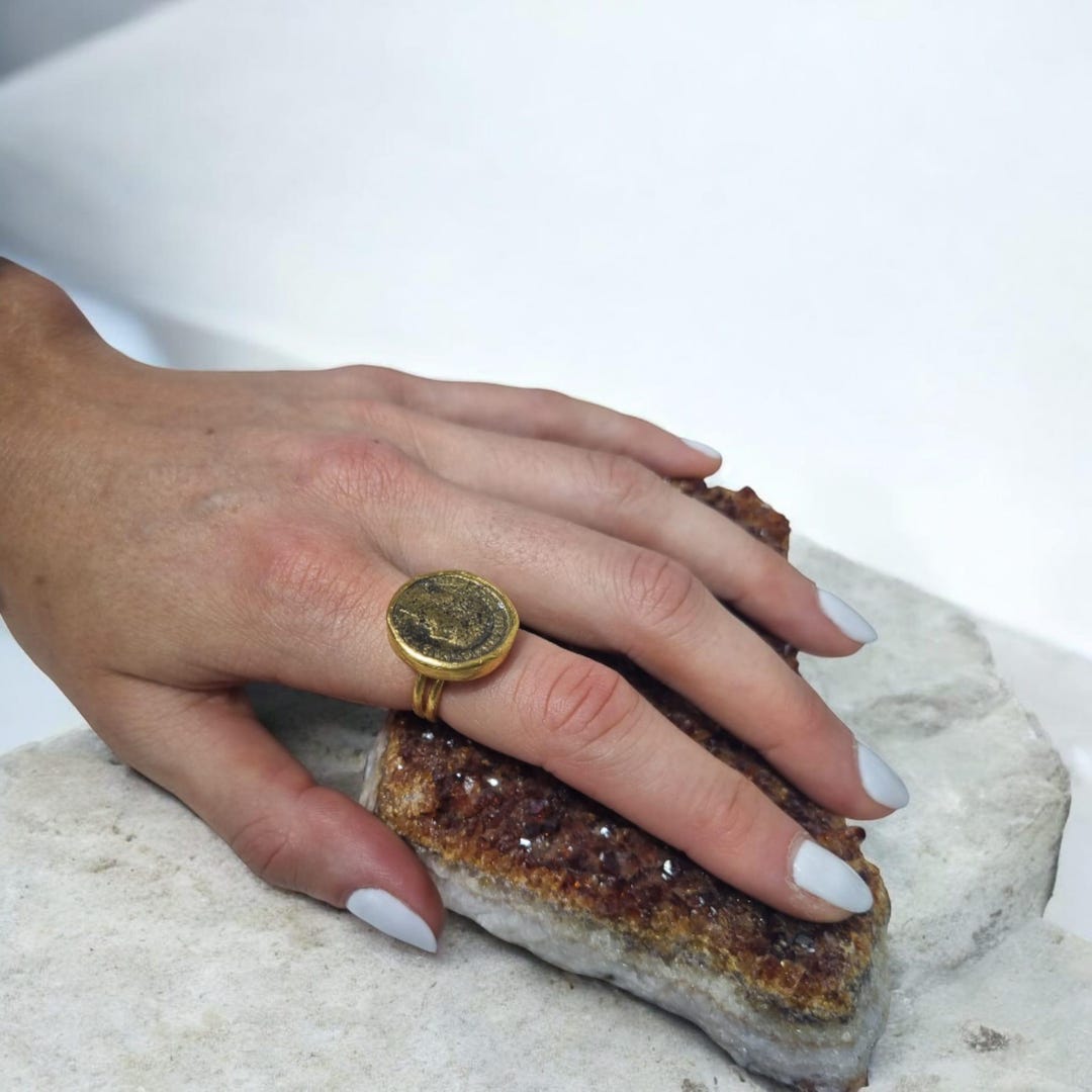 Roman Coins Rings / Agestable Size / Handmade Rings / 14K Gold Plated ...