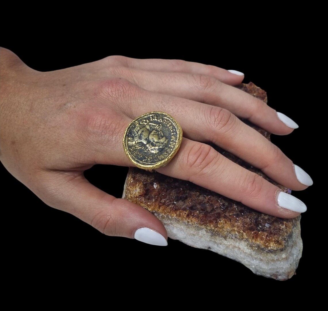 Roman Coins Rings / Agestable Size / Handmade Rings / 14K Gold Plated ...