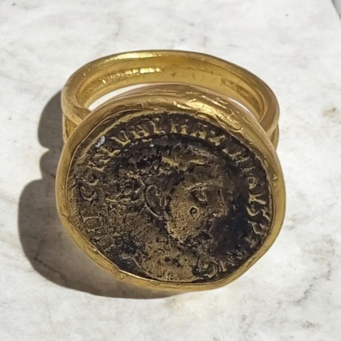 Roman Coins Rings / Agestable Size / Handmade Rings / 14K Gold Plated ...