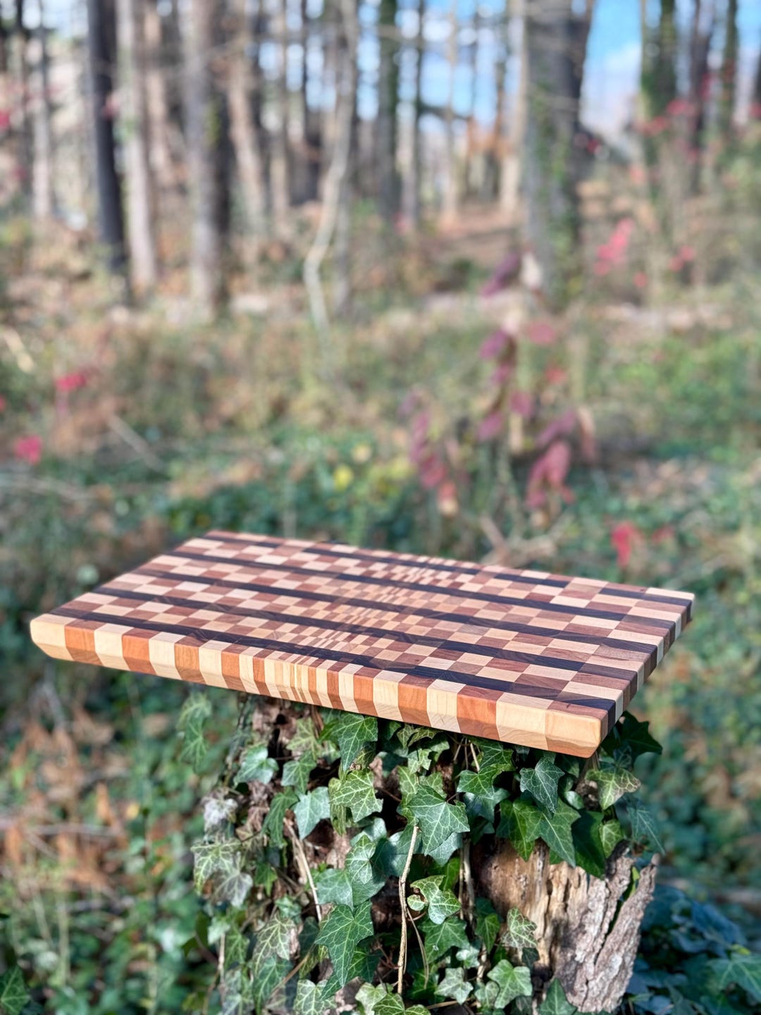 Behind the Lines Illusion End Grain Cutting Board in Walnut, Cherry ...
