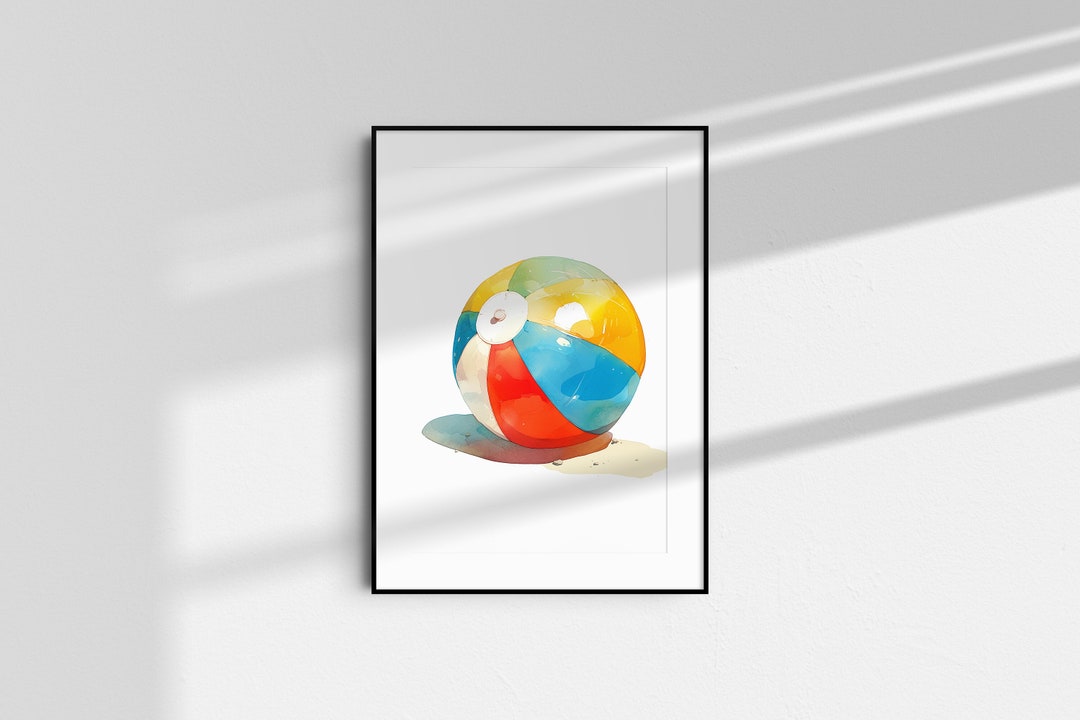 Watercolor Beach Ball Print - Playful Summer Art, Ideal for Kids Room ...