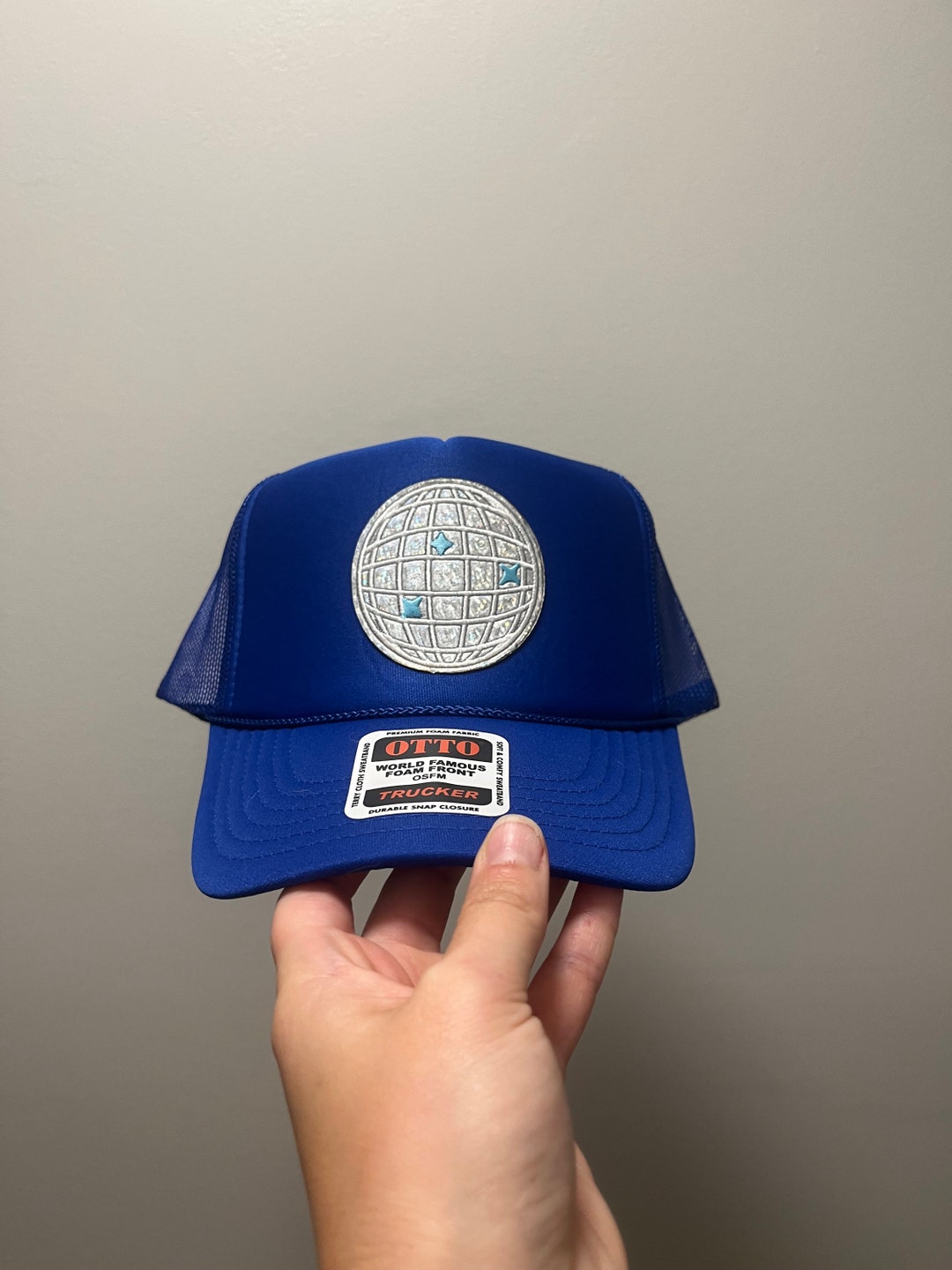 Custom Trucker Hat Electric Blue With Disco Ball - Etsy