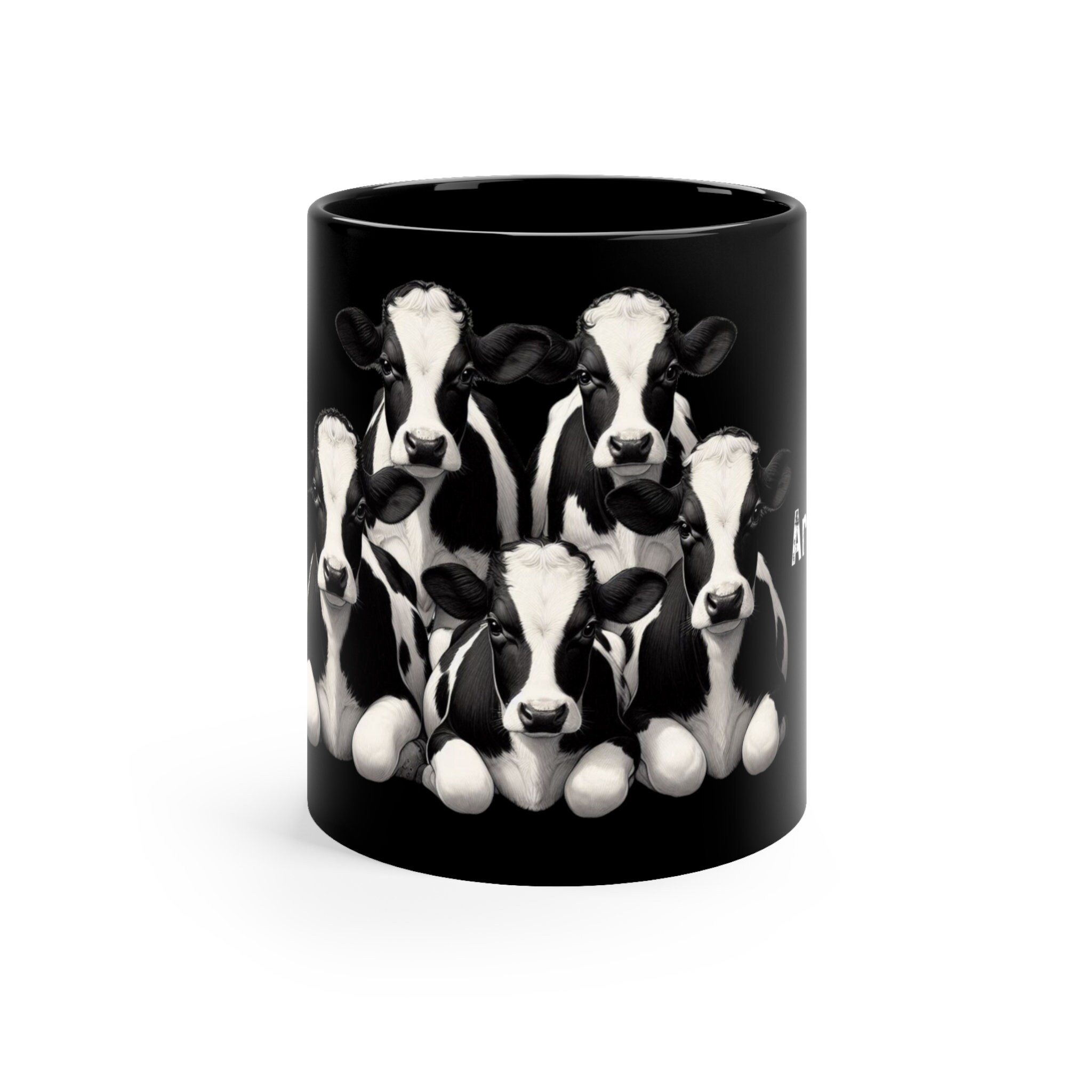 Whimsical Cow Coffee Cup - 11oz Farm Mug, Black and White Animal Lover ...