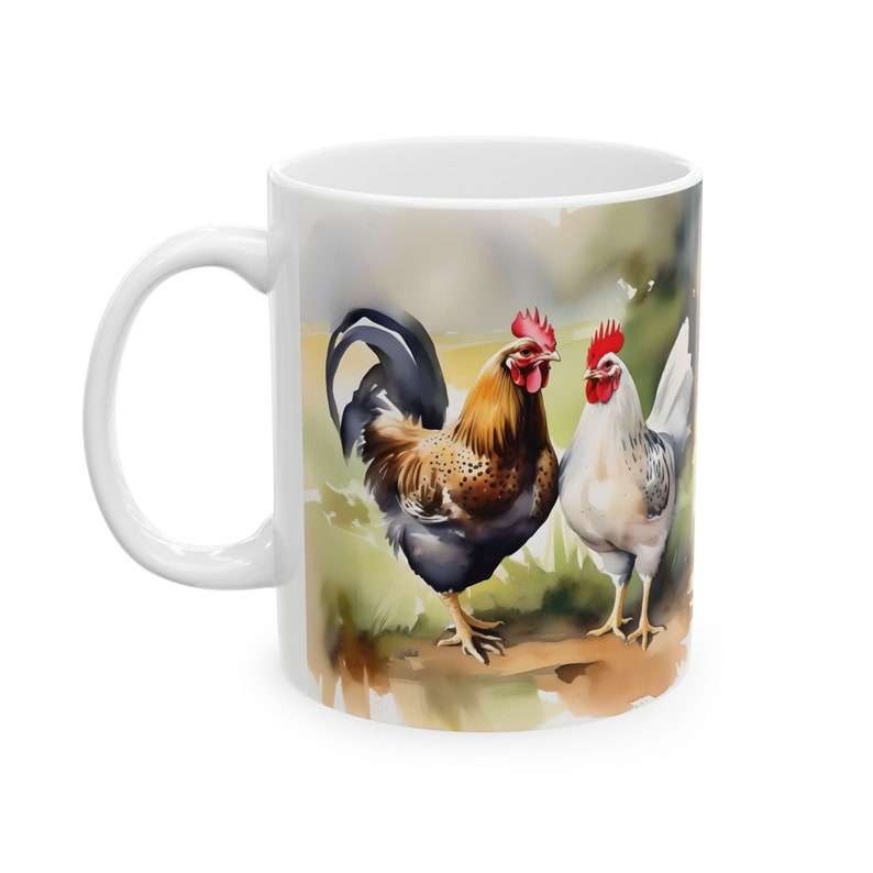Clucking Good Brew, Rooster and Hen Watercolor Mug | Farmhouse Accent ...