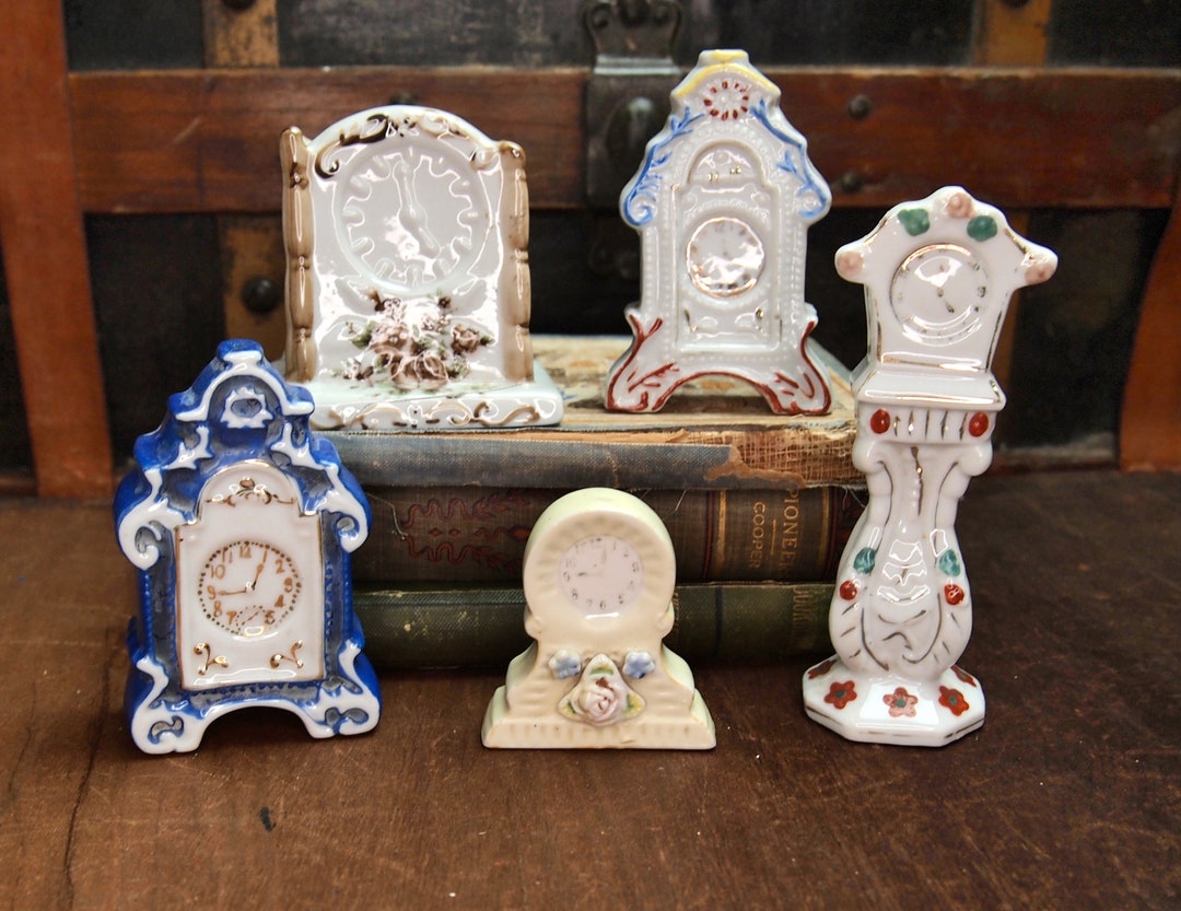 Tick Tock Lot of Vintage Ceramic Cuckoo Clock Planter Grandfather Clock ...