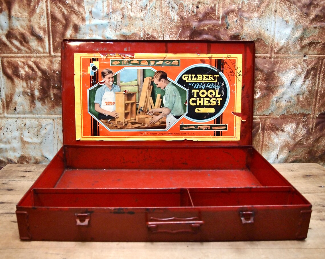 Vintage Red Metal Gilbert Tool Chest Box in Red With - Etsy