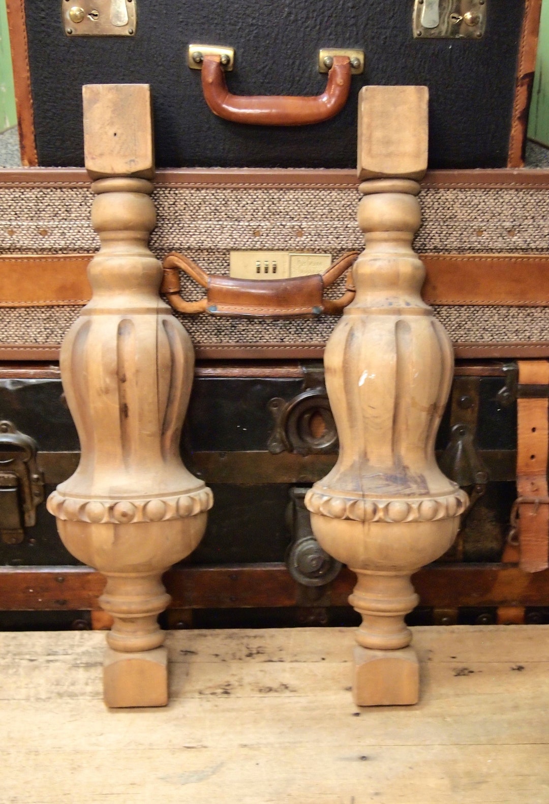 Vintage Large Chunky Half Cut Wood Architectural Salvage - Etsy