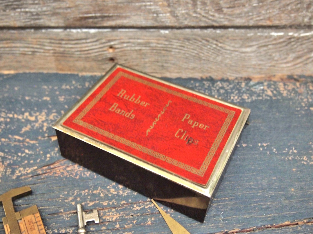 Metal Divided Box With Hinged Lid for Desk Organization Rubber Bands ...