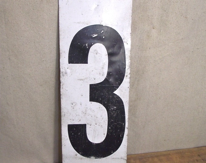 Vintage Metal Gas Station Number Sign Black White Typography - Etsy