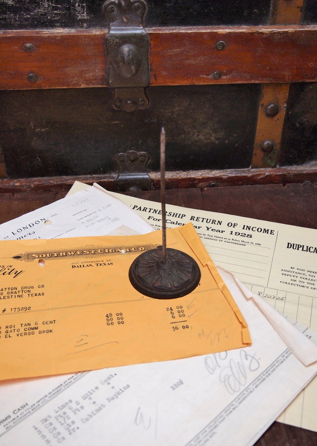 Vintage Spindler Office Paper Receipt Spike Holder Iron Base Very ...