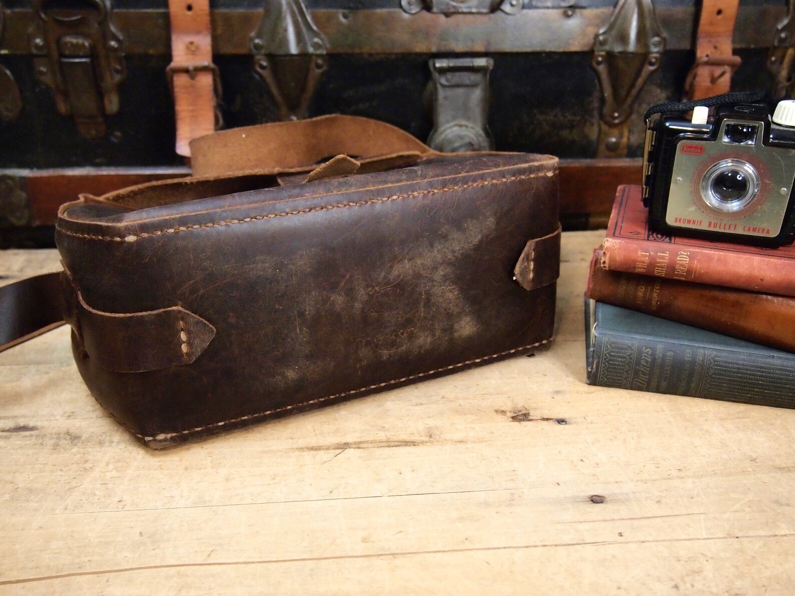 Unique Vintage Leather Camera Bag Shoulder Purse Flap Front - Etsy