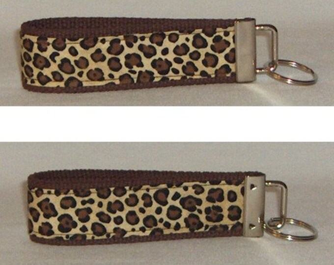 Brown and Black ANIMAL LEOPARD Print KEYCHAIN Key Fob Wrist Key Holder ...