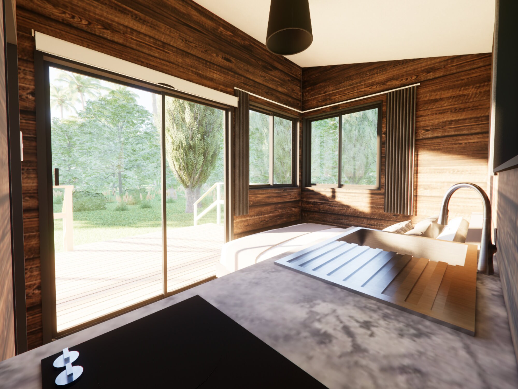 33m2 (356 Sq Ft) Tiny Cabin Rectangle - Floor Plan, Elevations, Draft ...