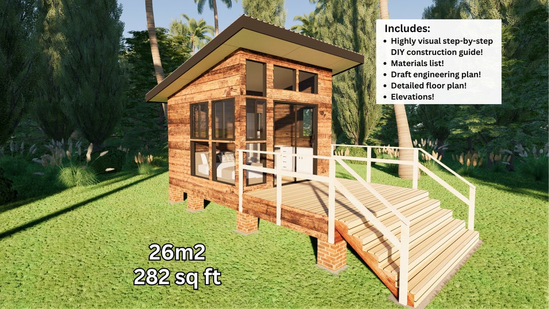 How to Build a Tiny Cabin Step-by-step DIY Guide, Materials List, Draft ...
